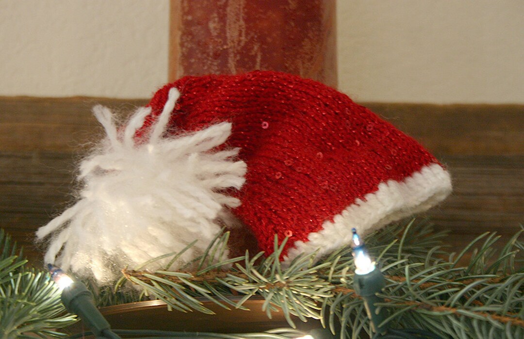 Miniature Santa Hat - Small Mini Cap- Sequinned- Christmas Decor- Red ...