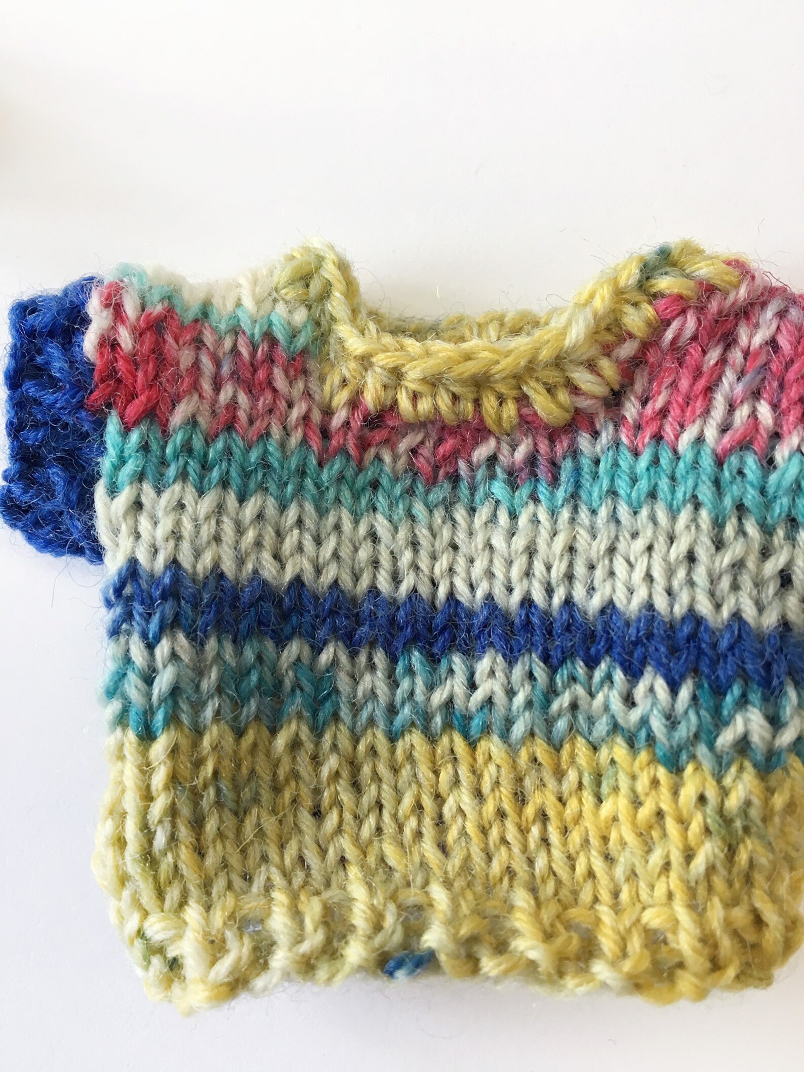 Miniature Knit Vest- Doll Clothes- Fair Isle- Turquoise, Red, Yellow ...