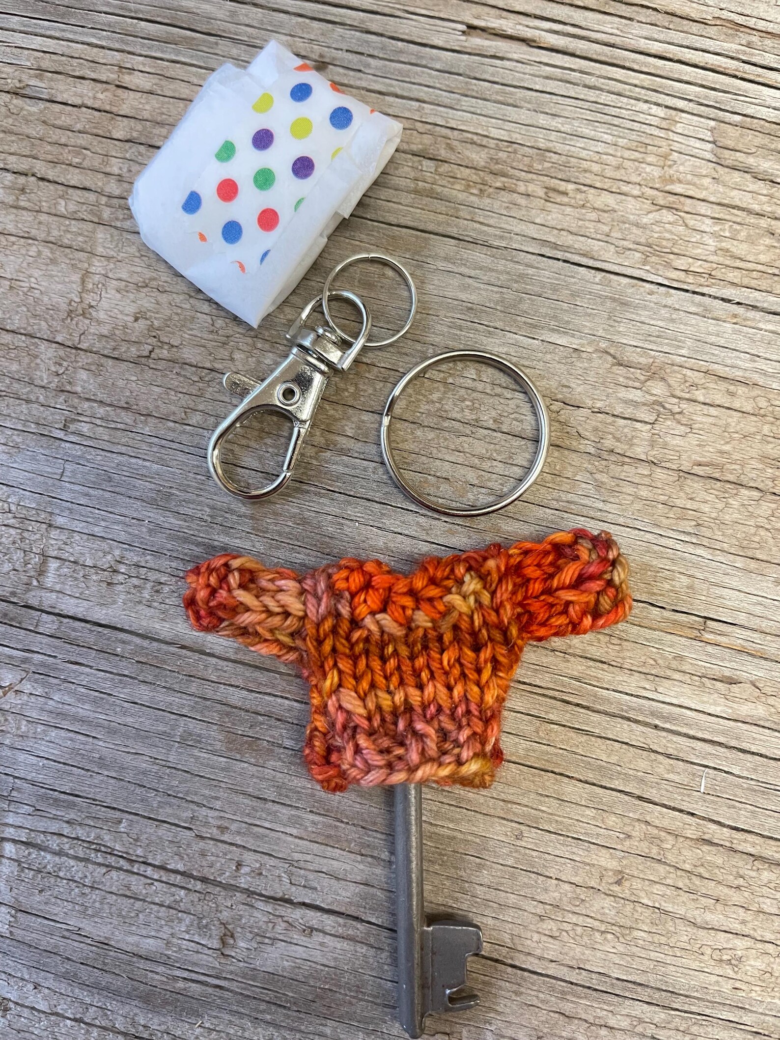 Orange Key Sweater- 1 Inch Across Chest- Handmade Tiny Sweater- Unique ...