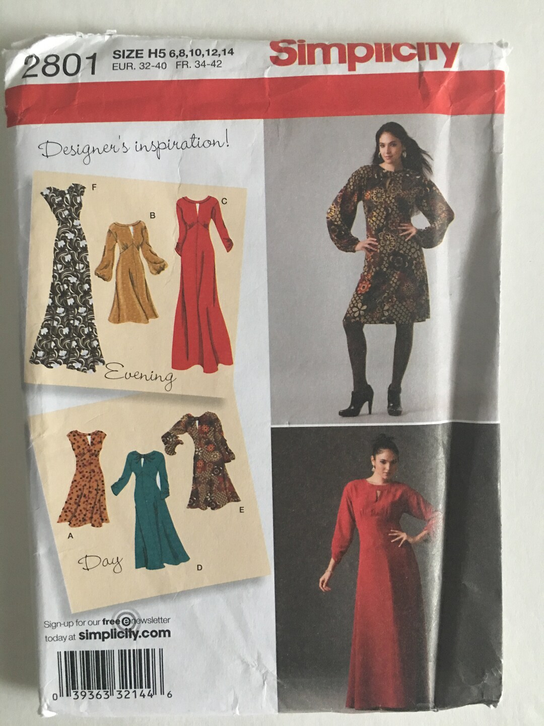 Simplicity Misses Womens Dress Gown Sewing Pattern 2801 Size 6 8 10 12 ...