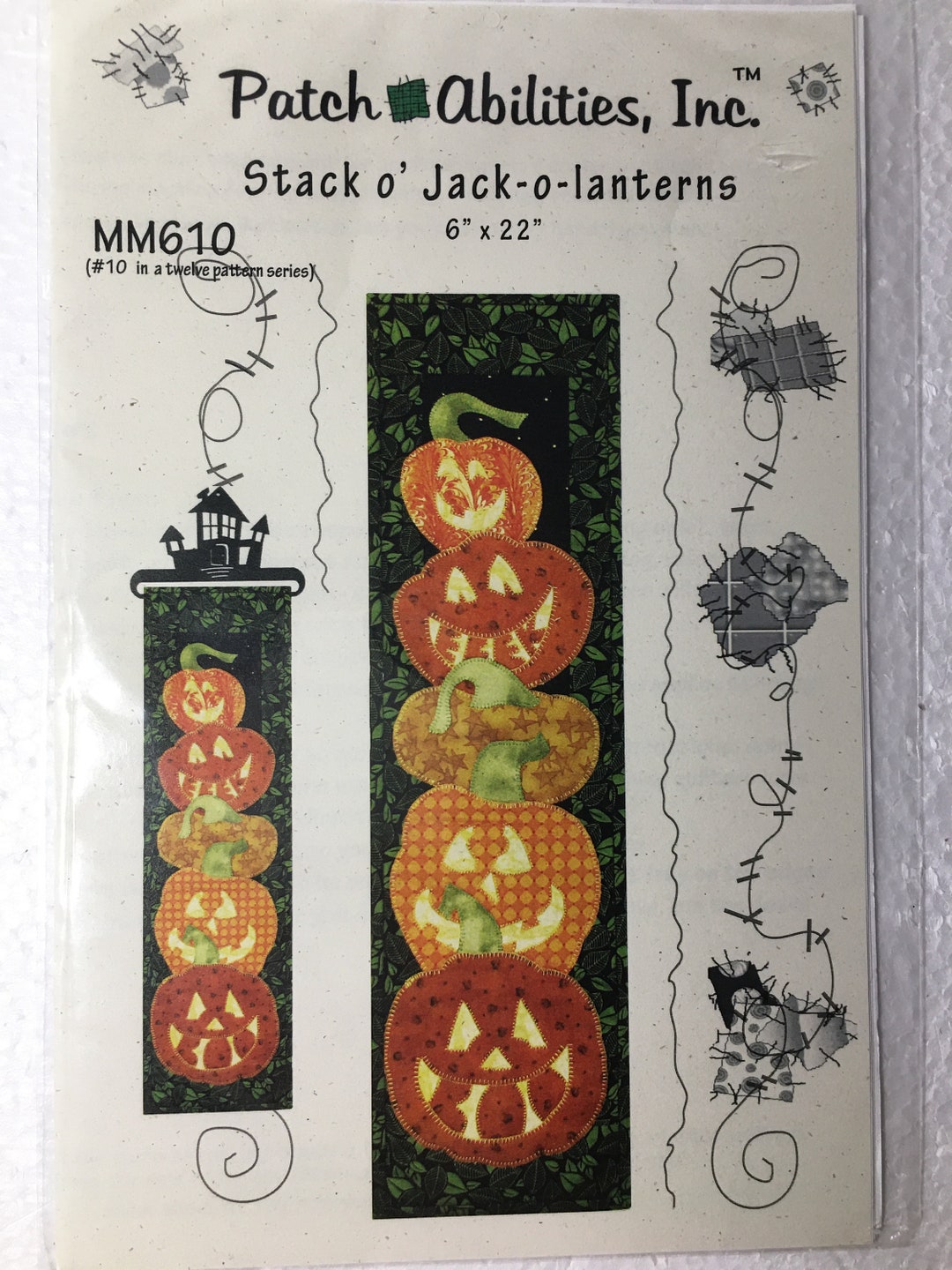 Patch Abilities Stack O Jack O Lanterns Halloween Wall Quilt Sewing ...