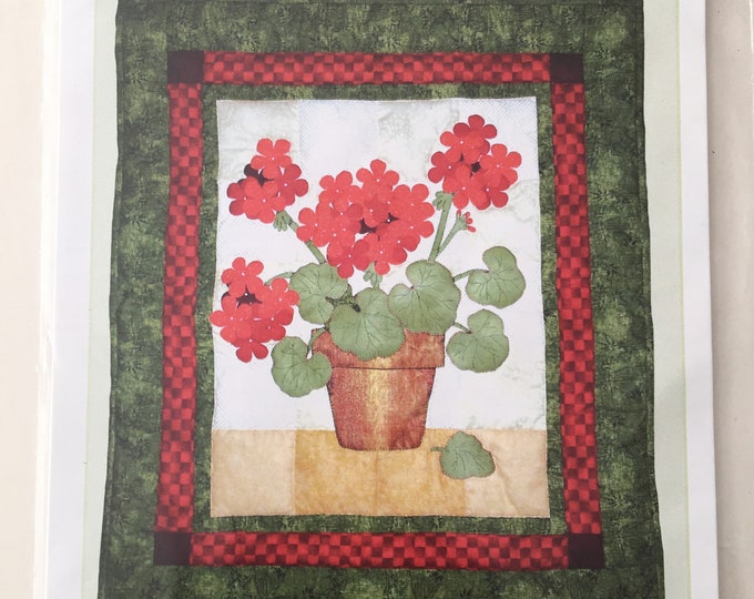 Pot of Geraniums Bobbie G Designs Quilt Sewing Pattern Quilting 28x32 ...