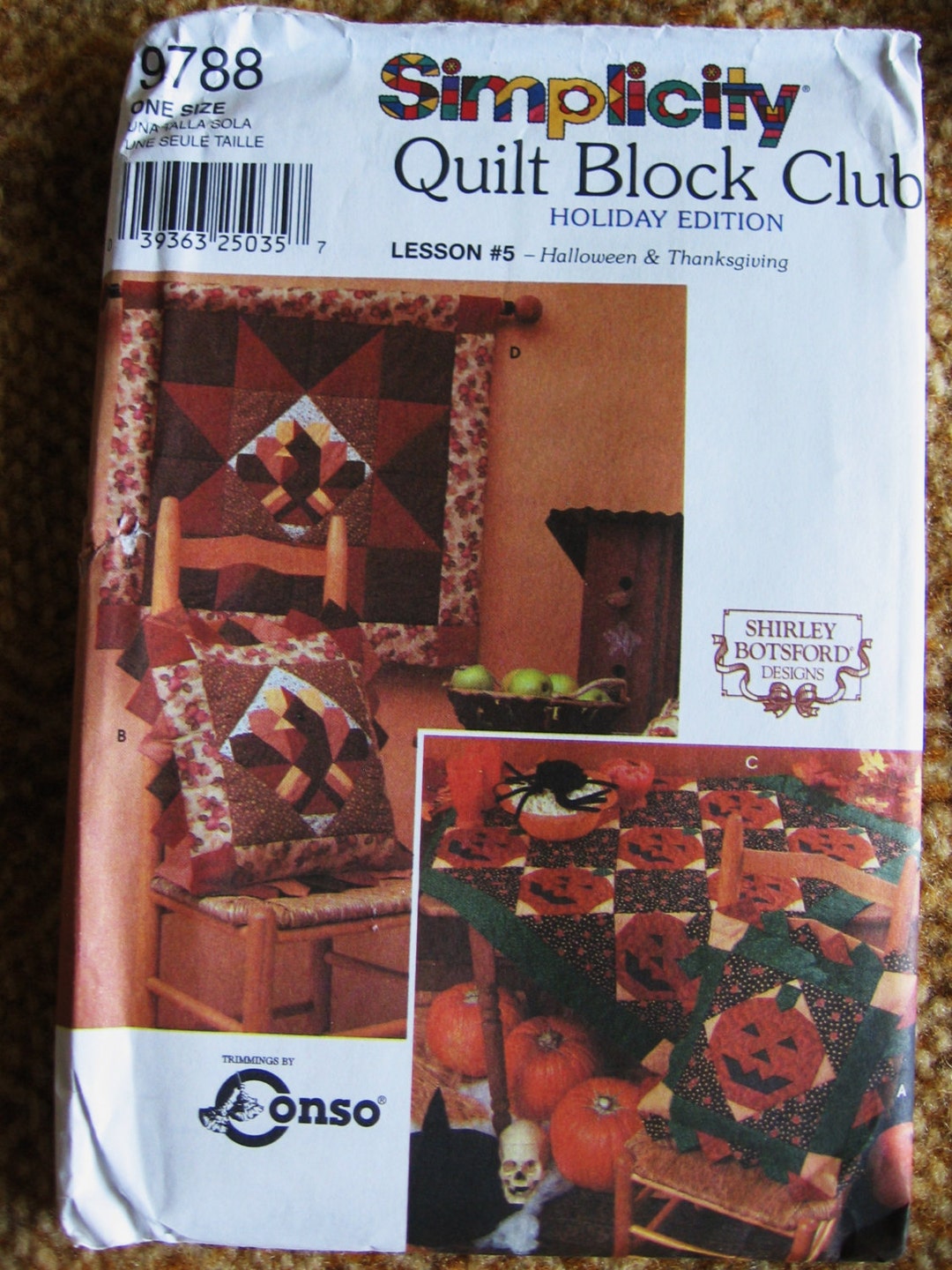 Simplicity Quilt Block Sewing Pattern 9788 Halloween and Thanksgiving ...