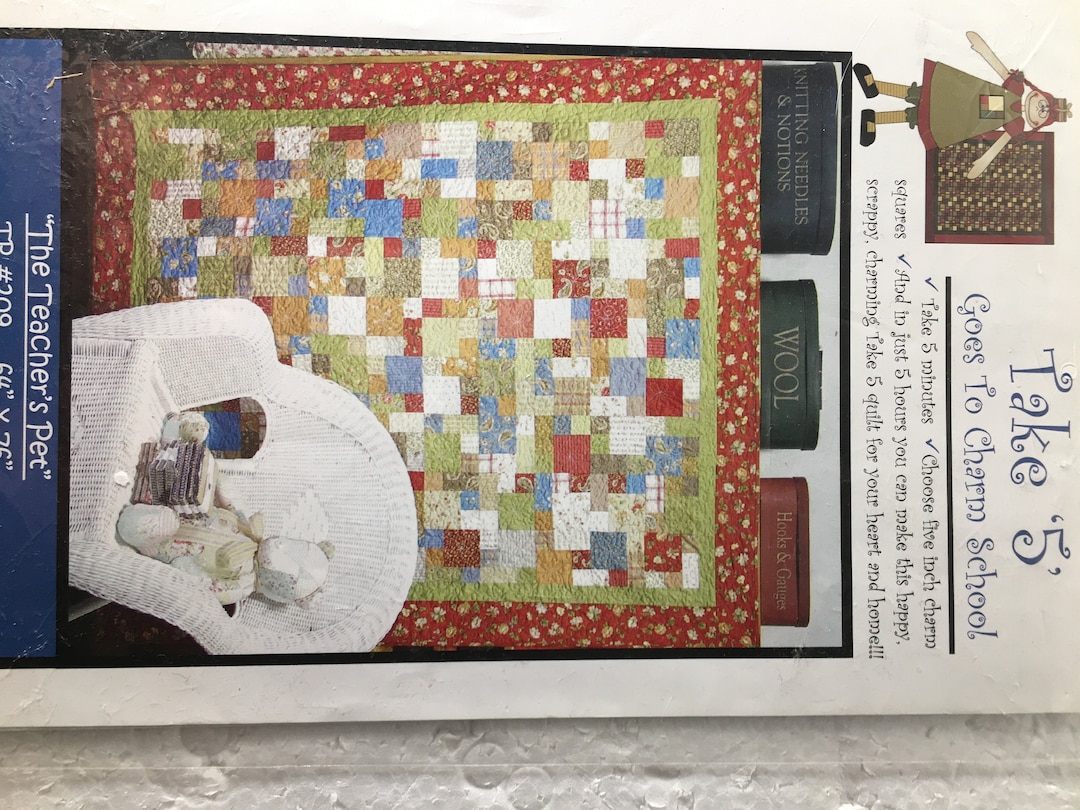 Take 5 Goes to Charm School Teacher's Pet Quilt Sewing Pattern Uncut UC Uncut 64x76 - Etsy