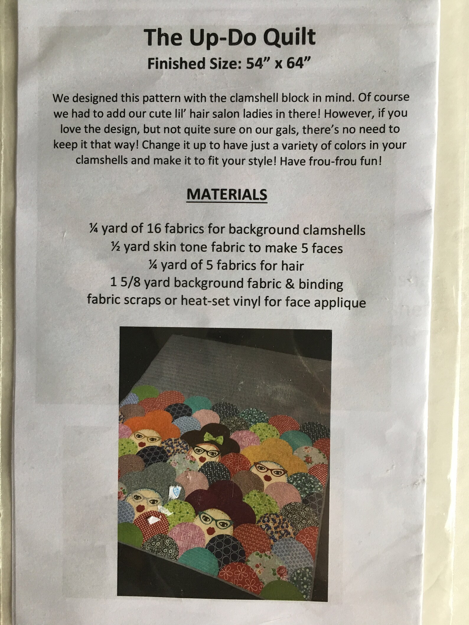 The up Do Quilt Wall Quilts Quilting Sewing Pattern Uncut UC FF 54x64 ...