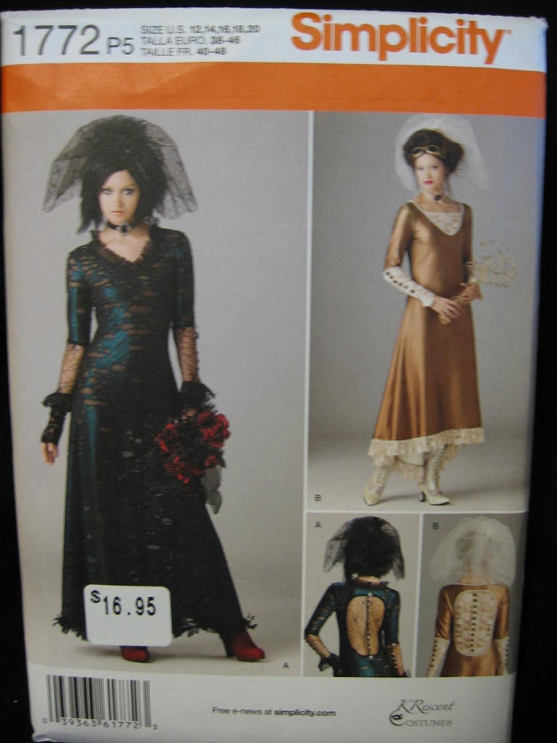 Simplicity Steampunk Victorian Bustle Skirt Corset Dress Costume Sewing Pattern 1772 UC Uncut FF ...
