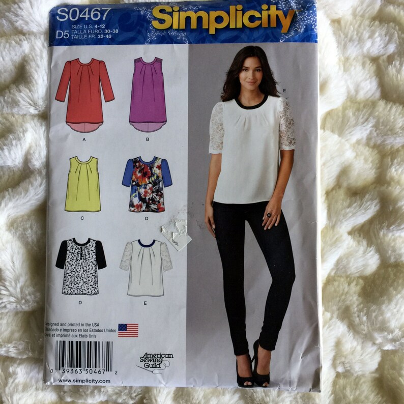 Simplicity Fashion Pattern Misses Top S0467 Sewing Fashion UC FF Size 4 ...