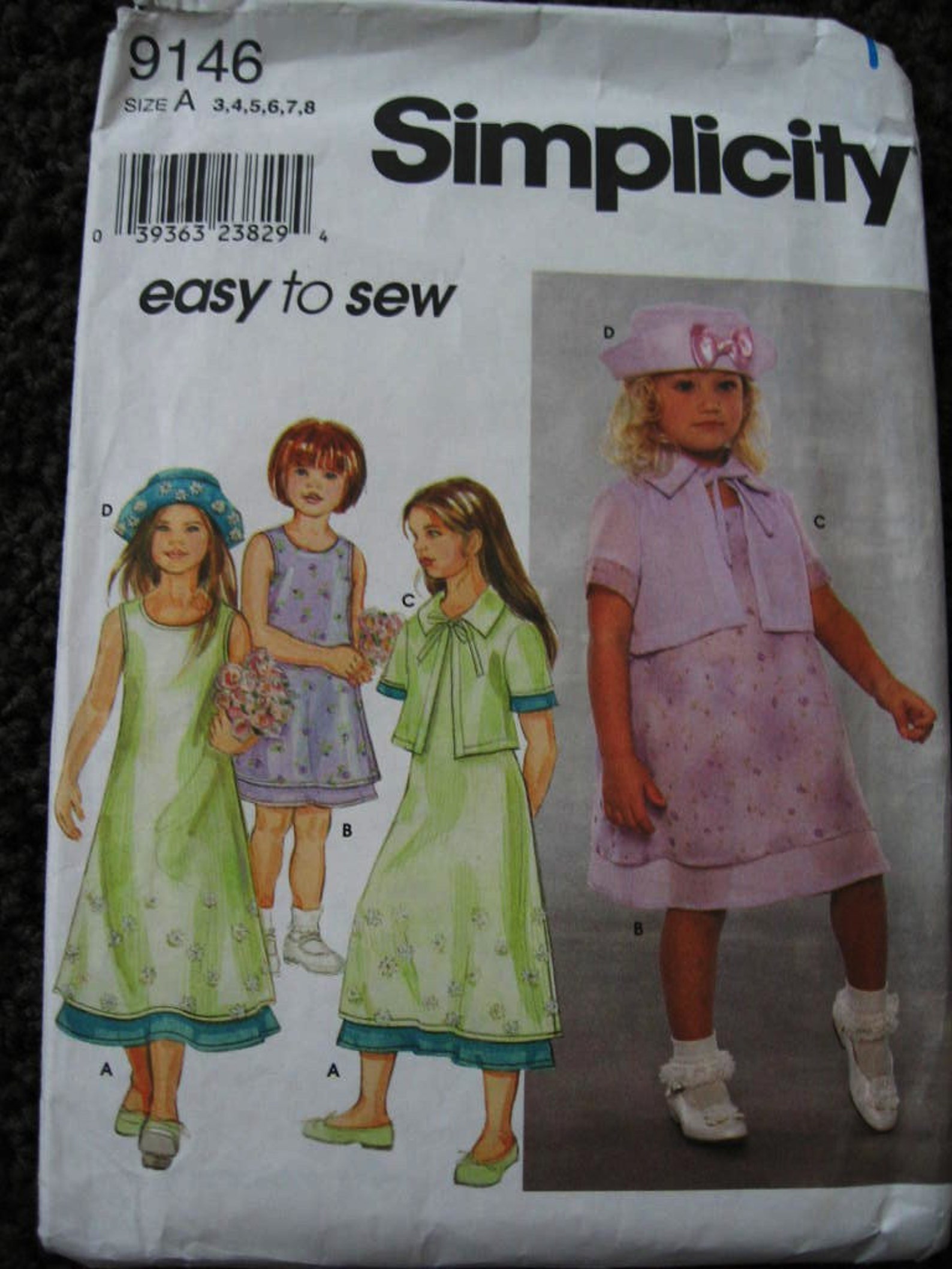 Simplicity Girls Toddlers Dress Jacket Hat Sewing Pattern 9146 Uncut ...