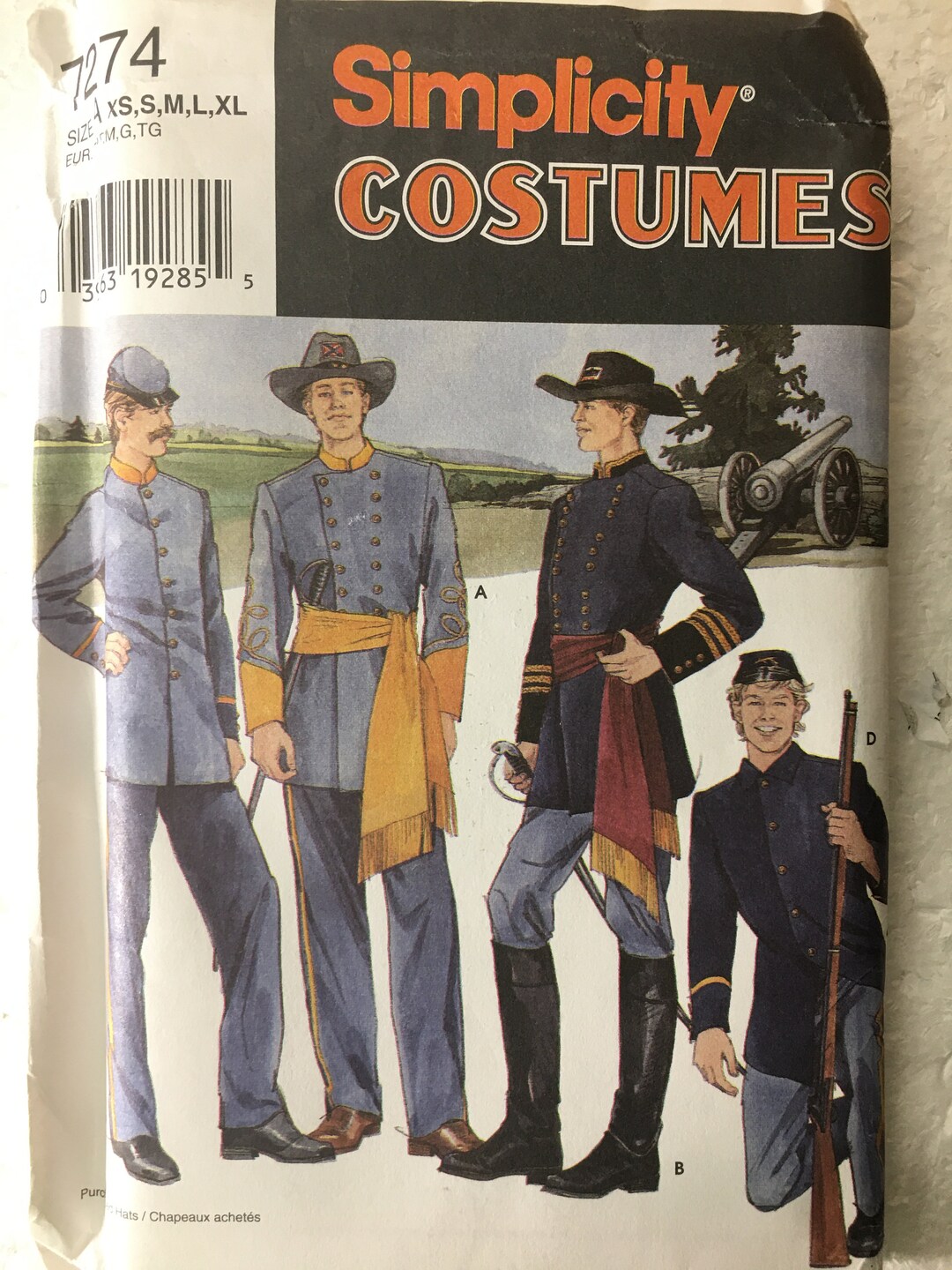 Simplicity 7274 Civil War North & South Military Soldier Uniform ...