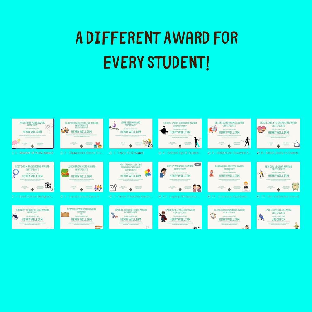 100 Editable Student Awards|canva Template|end of Year Certificates ...