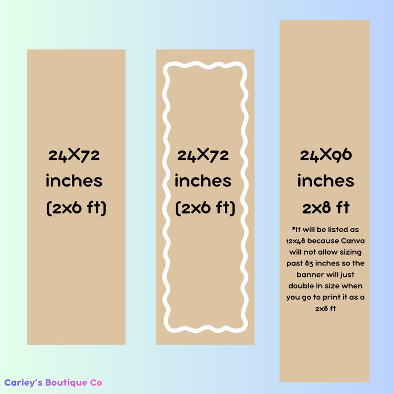 Blank Banner Canva Templates | Wavy Border, Multiple Sizes (digital ...