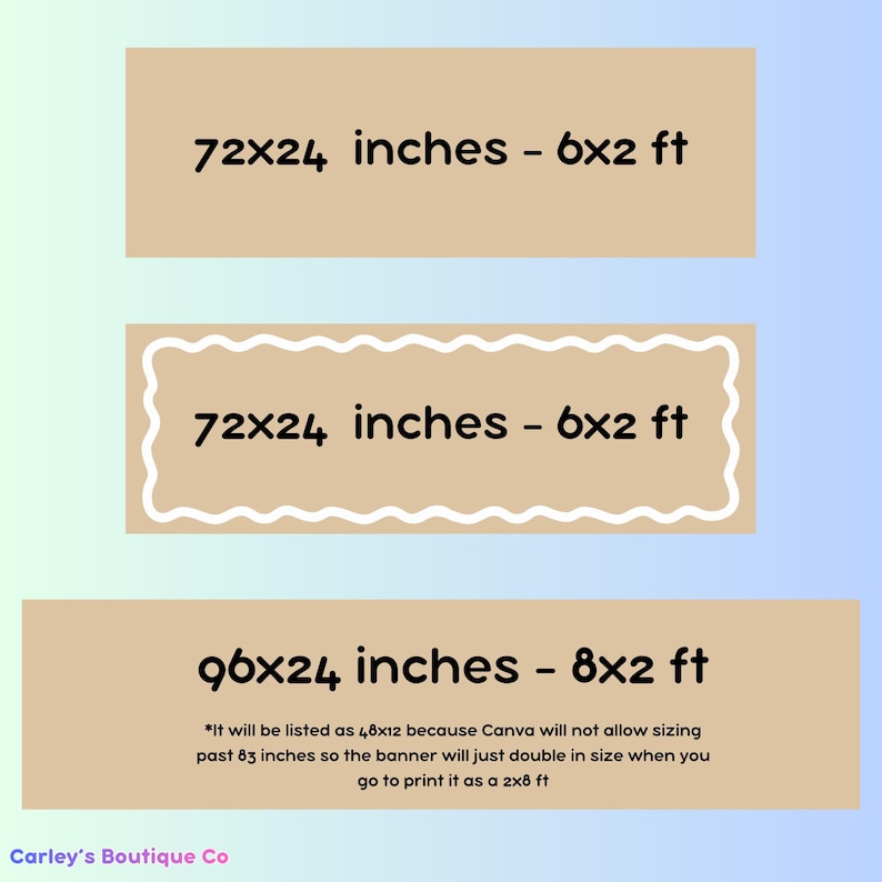 Blank Banner Canva Templates | Wavy Border, Multiple Sizes (digital ...