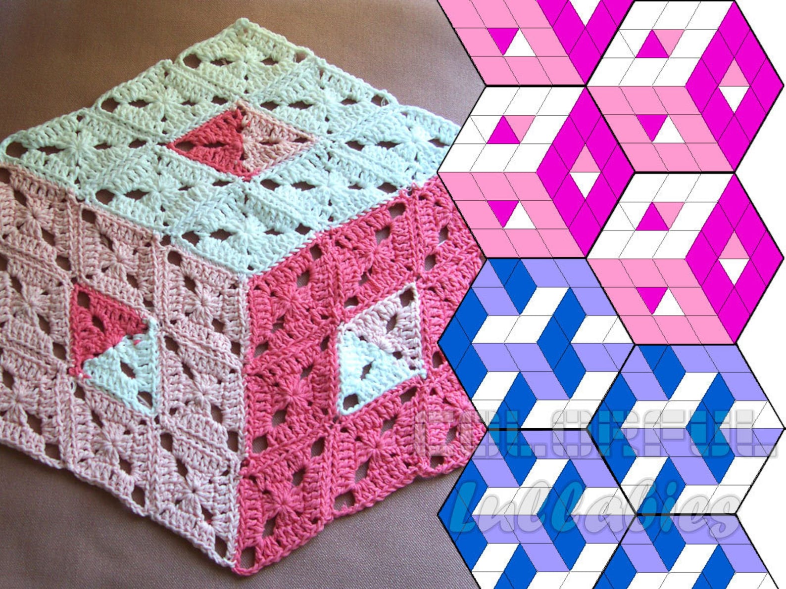 Optical Illusion Crochet Pattern. 3D Illusion Stacked Cubes No 2 ...