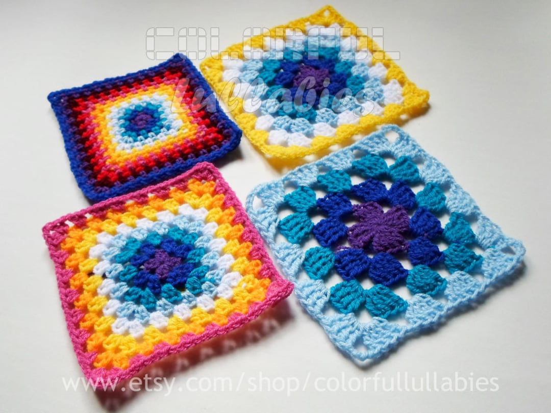 Crochet Chart Pattern - Sc, Hdc, Dc and Tr Granny Square Pattern. 4 ...