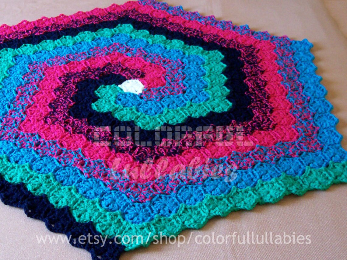 Crochet Hexagon Spiral Rug Pattern. English and Spanish Pattern. Motifs ...