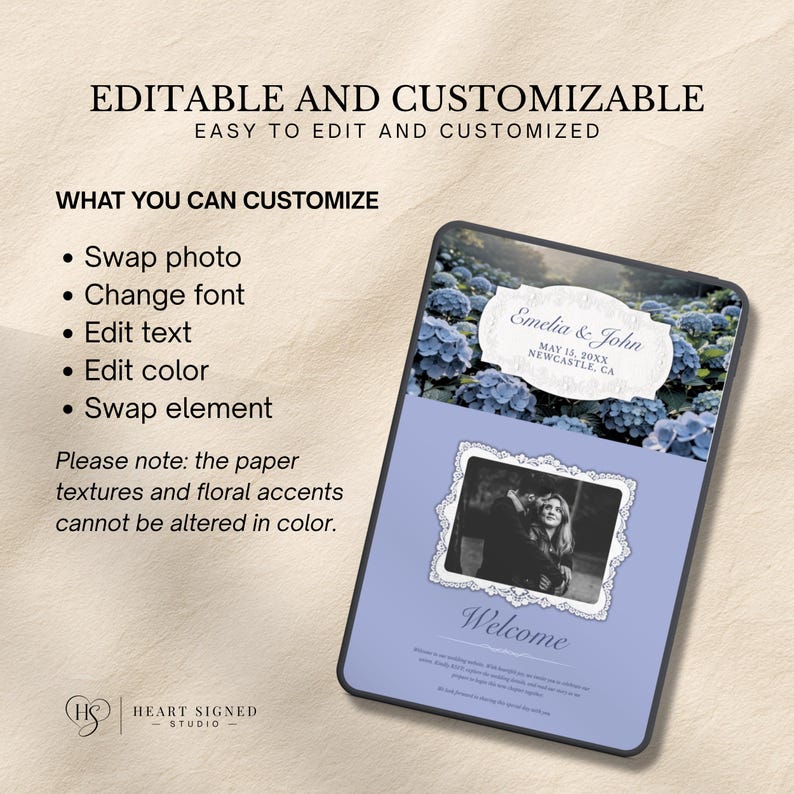 Editable Interactive Wedding Website Template, Dusty Blue Online ...