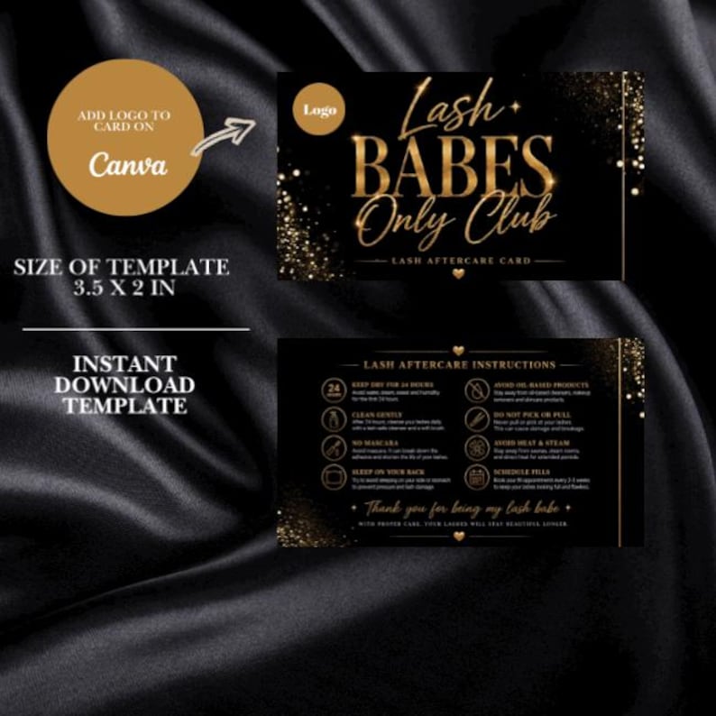 Lash Extension Aftercare Card Printable | Lash Tech Aftercare ...