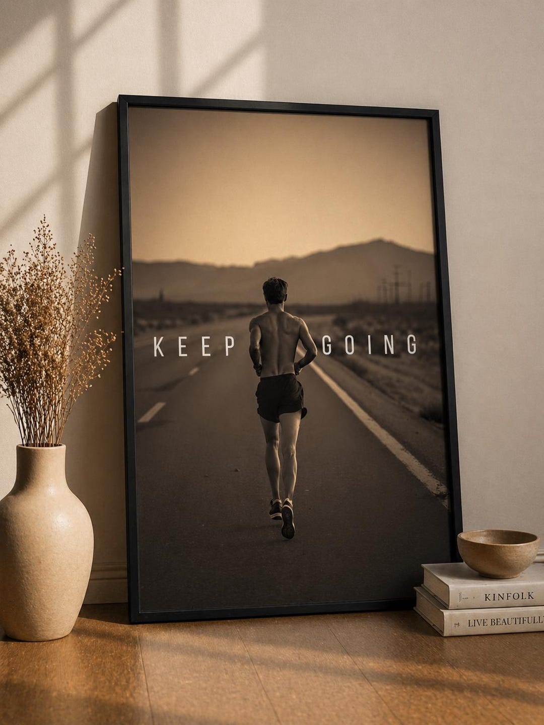 Motivational Runner Poster – Minimalist Fitness & Gym Wall Art (keep ...