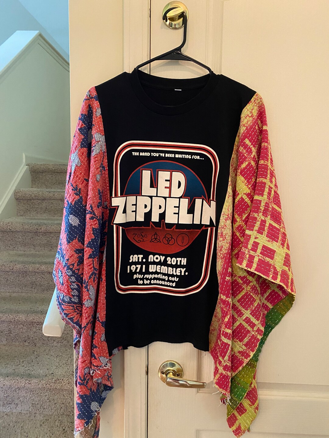 LED ZEPPELIN Tee With Vintage Kantha Quilt Poncho - Etsy