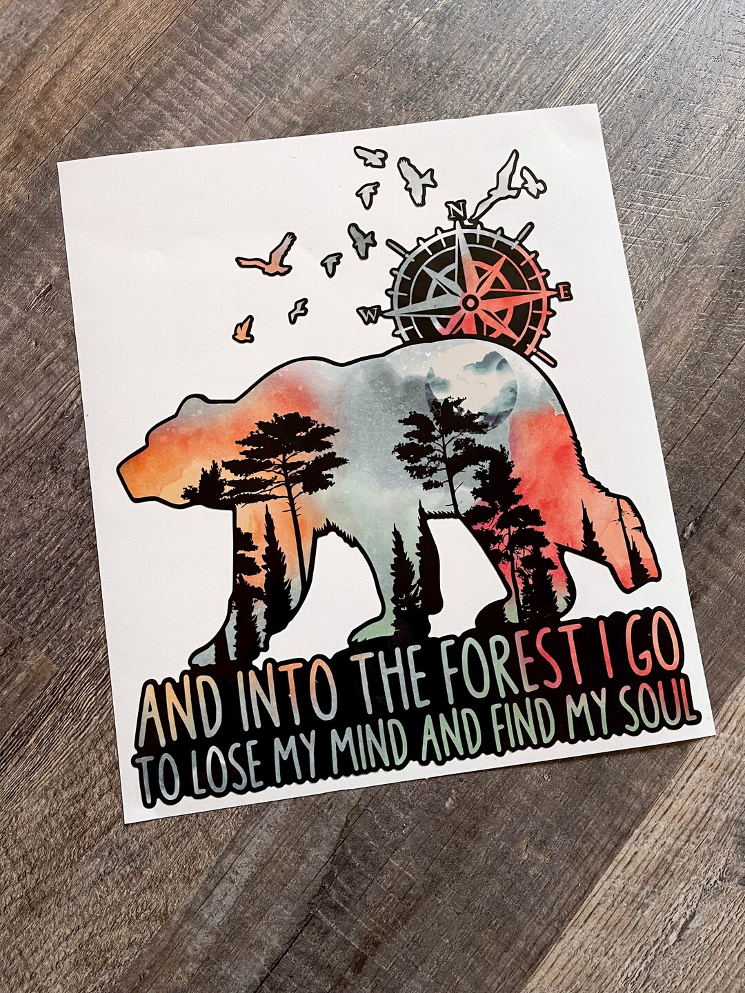 Bear Decal: Forest, Moon, Compass - Adventure Traveler Gift - Etsy