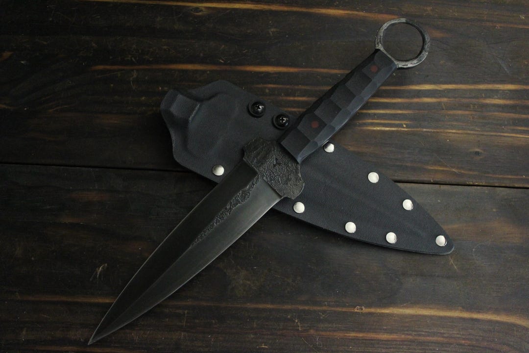 Large Camp Dagger With Black KYDEX Sheath and Marron G10 Pins - Etsy