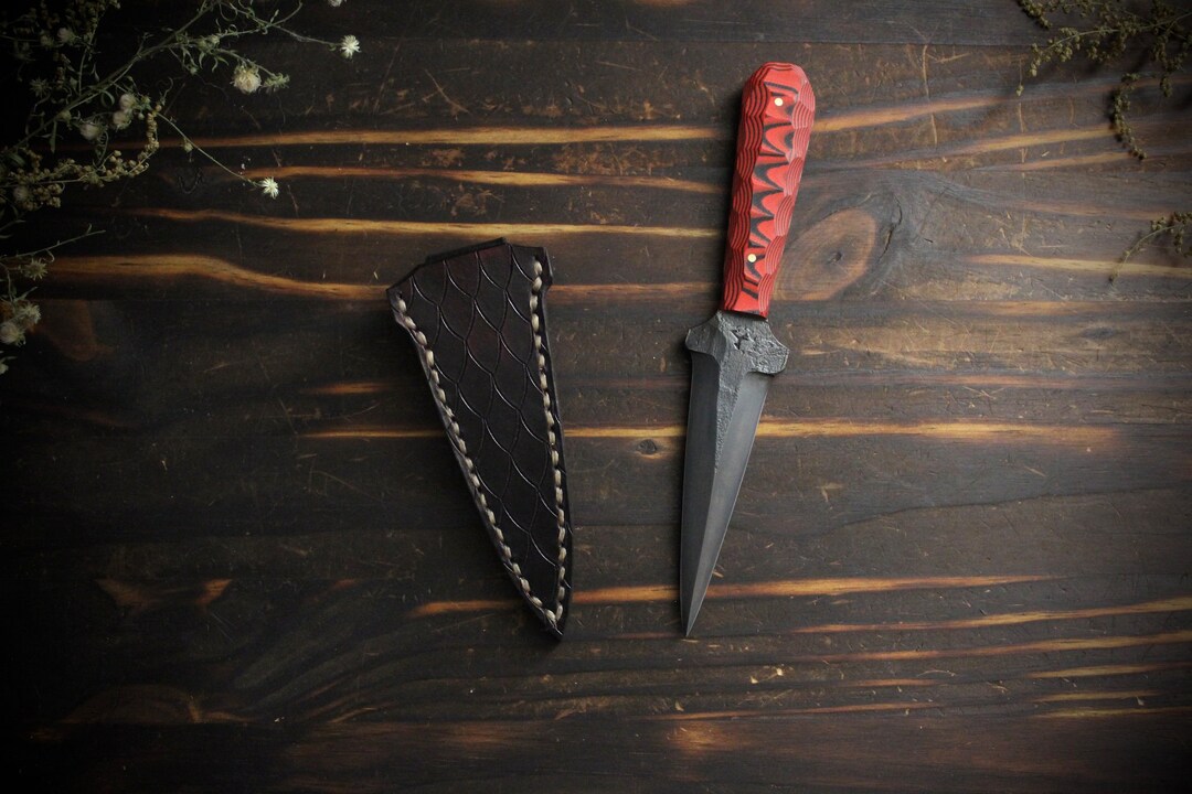 EDC Dagger With Scales Leather Sheath - Etsy