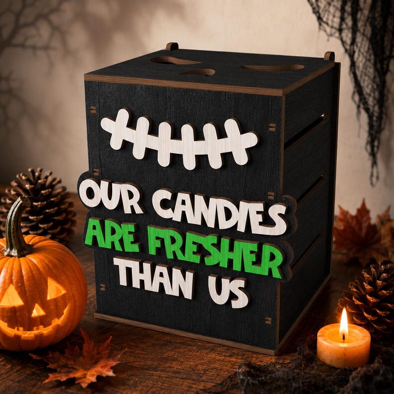 Halloween Candy Box SVG Bundle, Laser Cut Treat Holder Files, Spooky ...