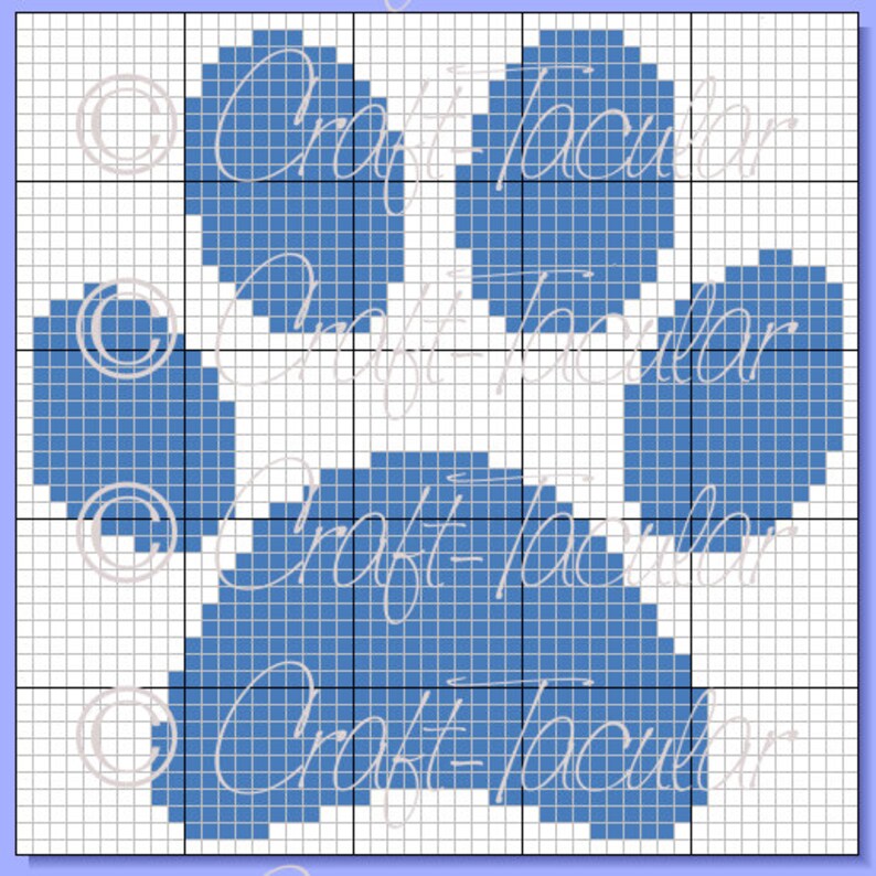 Paw Print Crochet Graphgan Graph Pattern Blue C2C Perler Bead Cross ...