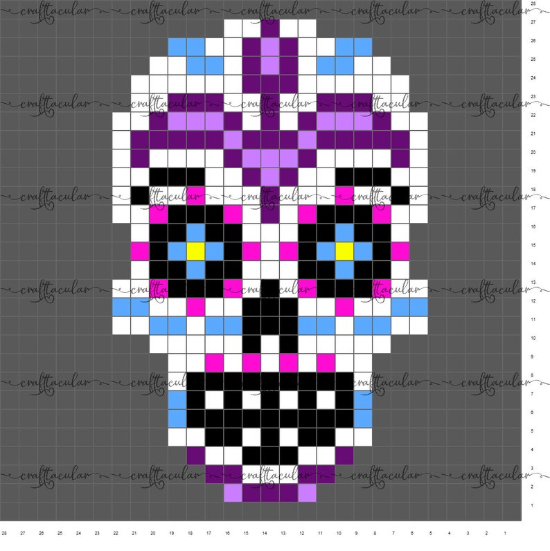 Sugar Skull Pastel Colors Graphgan Graph Pattern (C2C) | Graph Only| - Etsy