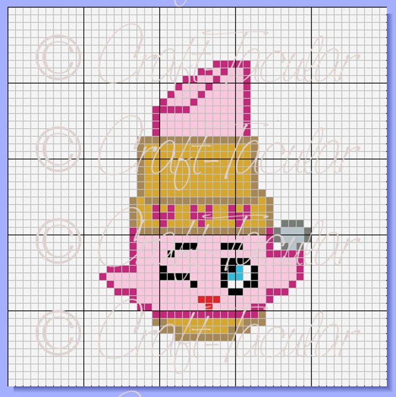 Lippy Lips Shopkins Graphgan Graph Pattern C2C, Perler Bead| Perler ...