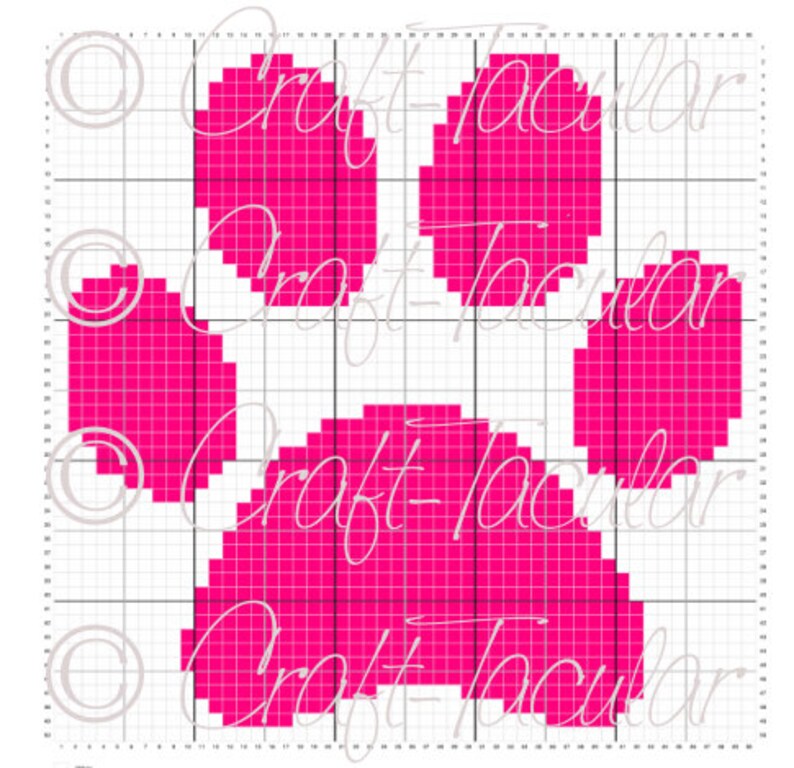 Paw Print Crochet Graphgan Graph Pattern C2C Perler Bead Cross Stitch ...