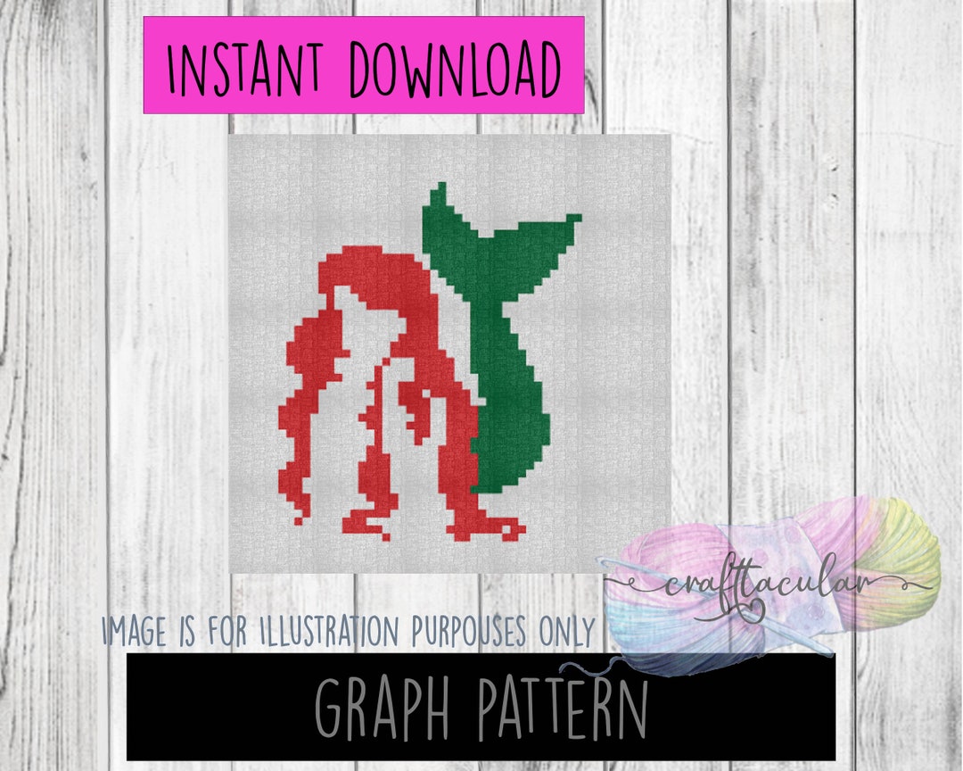 Mermaid Silhouette Graph Pattern | C2C Crochet, Cross Stitch (INSTANT ...