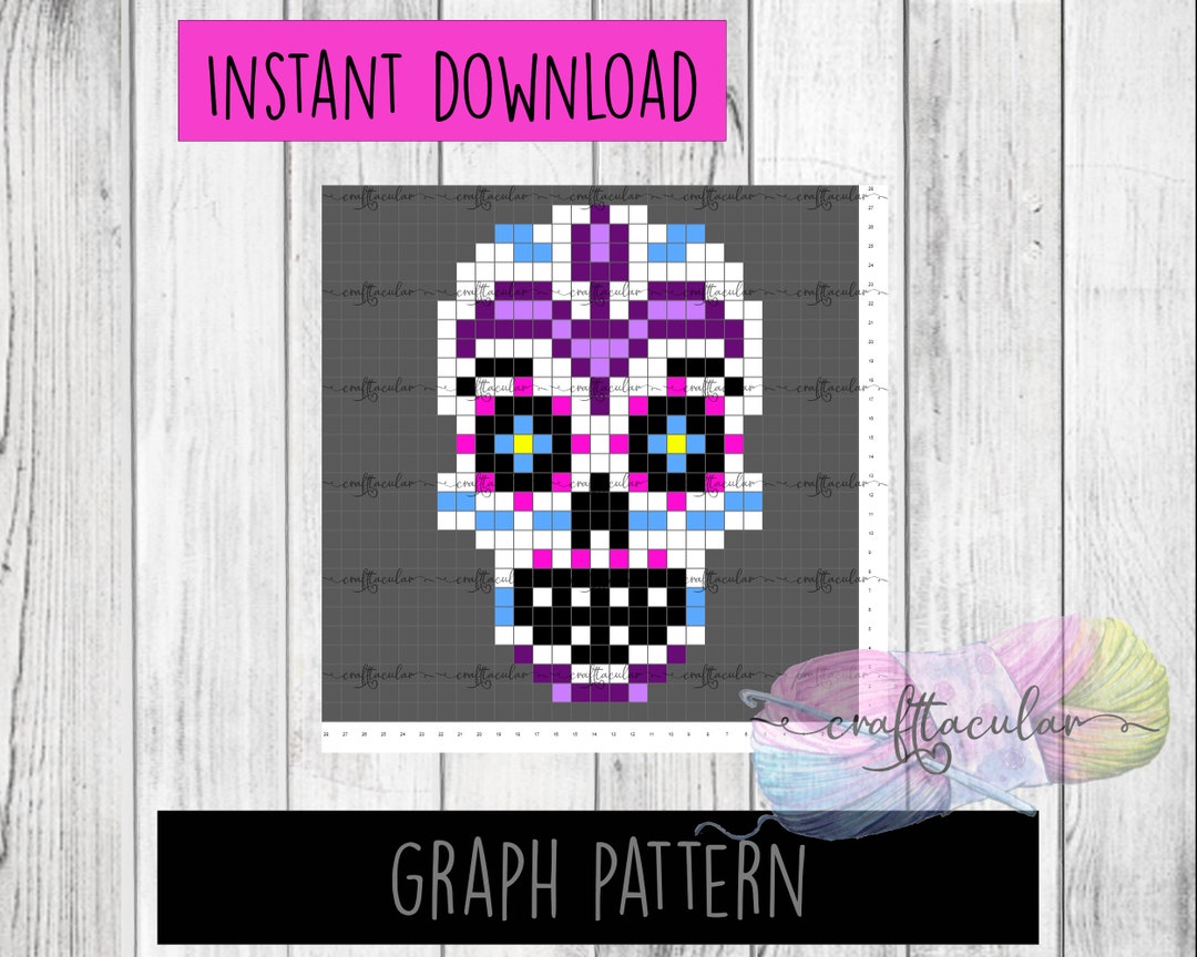 Sugar Skull Pastel Colors Graphgan Graph Pattern (C2C) | Graph Only| - Etsy