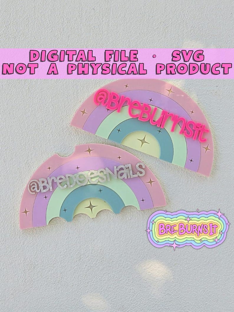 Nailfie Prop SVG | Rainbow Laser Cut File | Retro Pastel Multi Layer ...