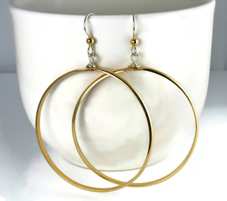 Gold Hoops, Hoop Earrings, Extra Large Gold Earrings, Gold and Sterling ...