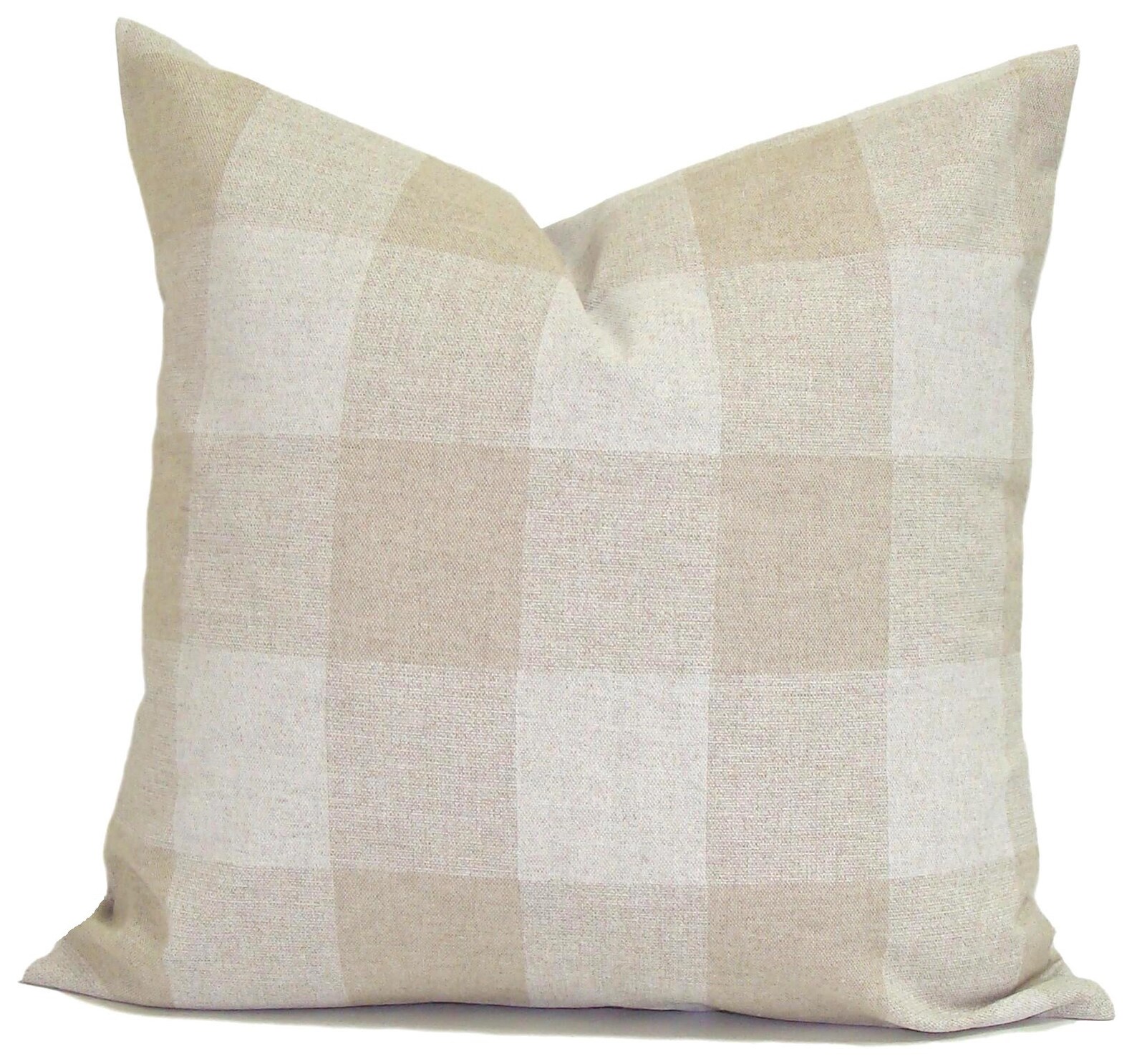 Tan Pillow Cover, Tan Check Pillow Cover, Farmhouse Decor, Neutral ...