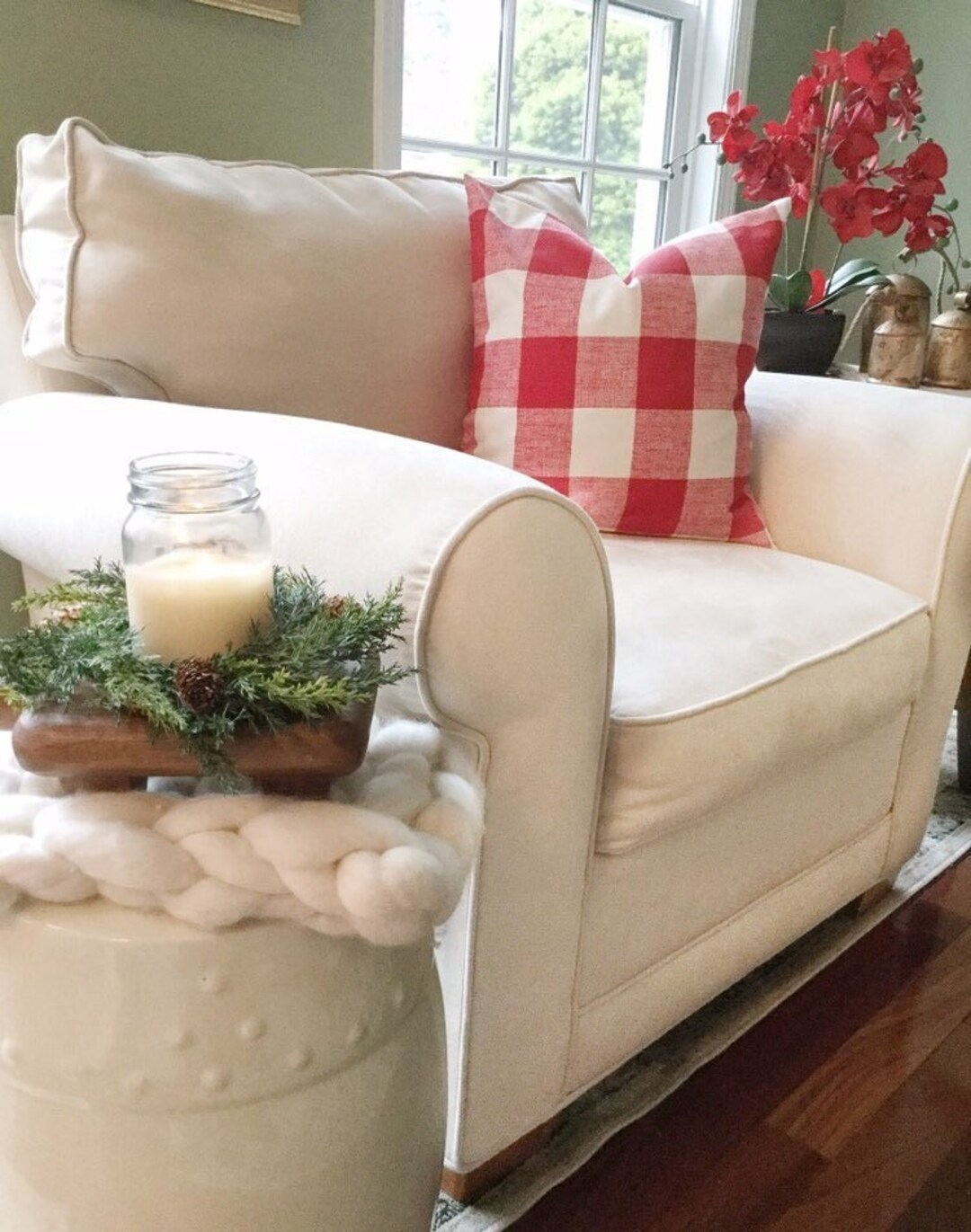 Red Pillow Cover, Red Farmhouse Pillow COVER, Red Farmhouse Decor, Red ...