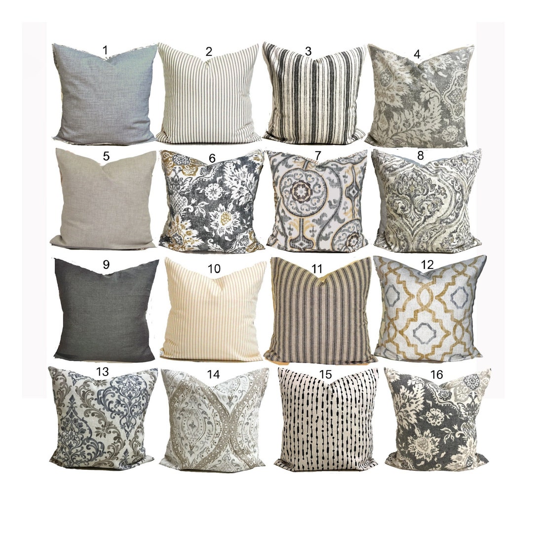 GRAY PILLOWS, TAN Pillow Covers, Grey Pillows, Gray Throw Pillow Covers ...