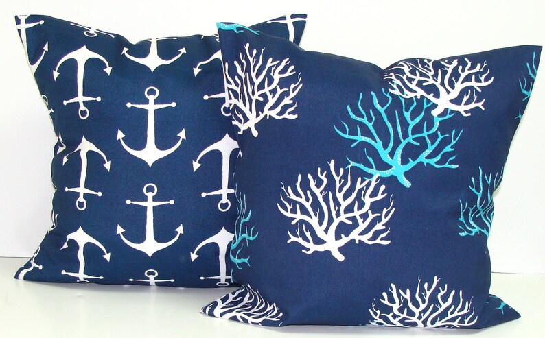 Nautical Pillows OUTDOOR Nautical Pillow Anchor Pillow | Etsy