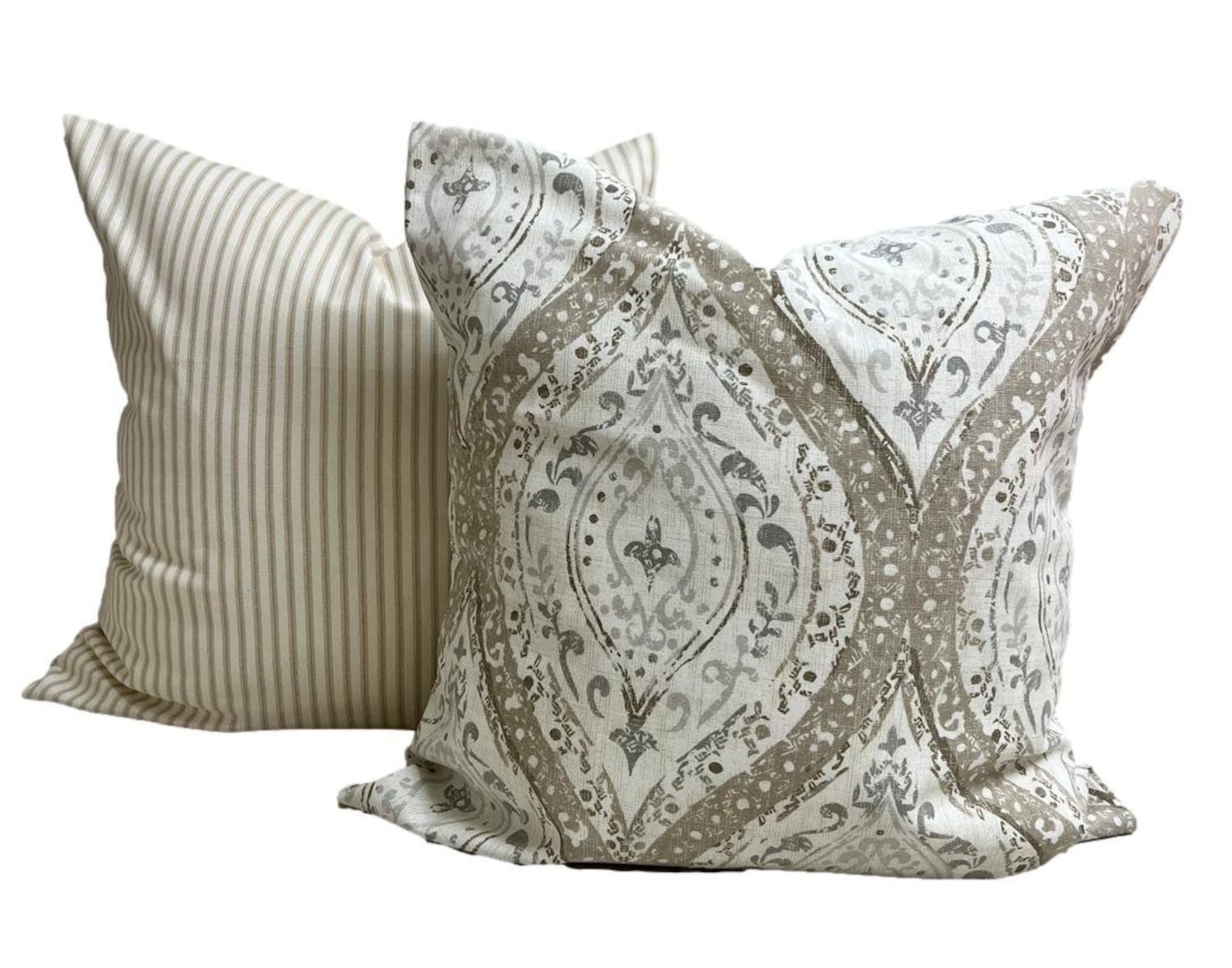 TAN PILLOWS GRAY Pillow Covers Grey Pillows Grey Throw Pillow - Etsy