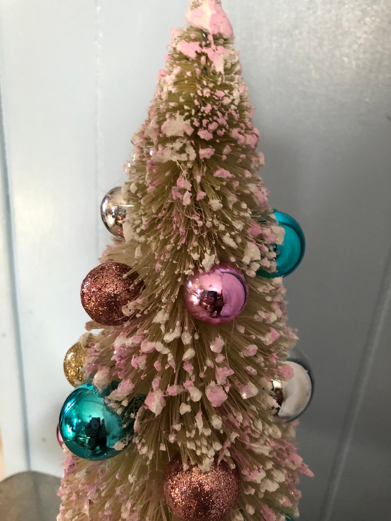 Bottle Brush Tree, Shabby Chic Christmas Tree, Pink Highlights ...