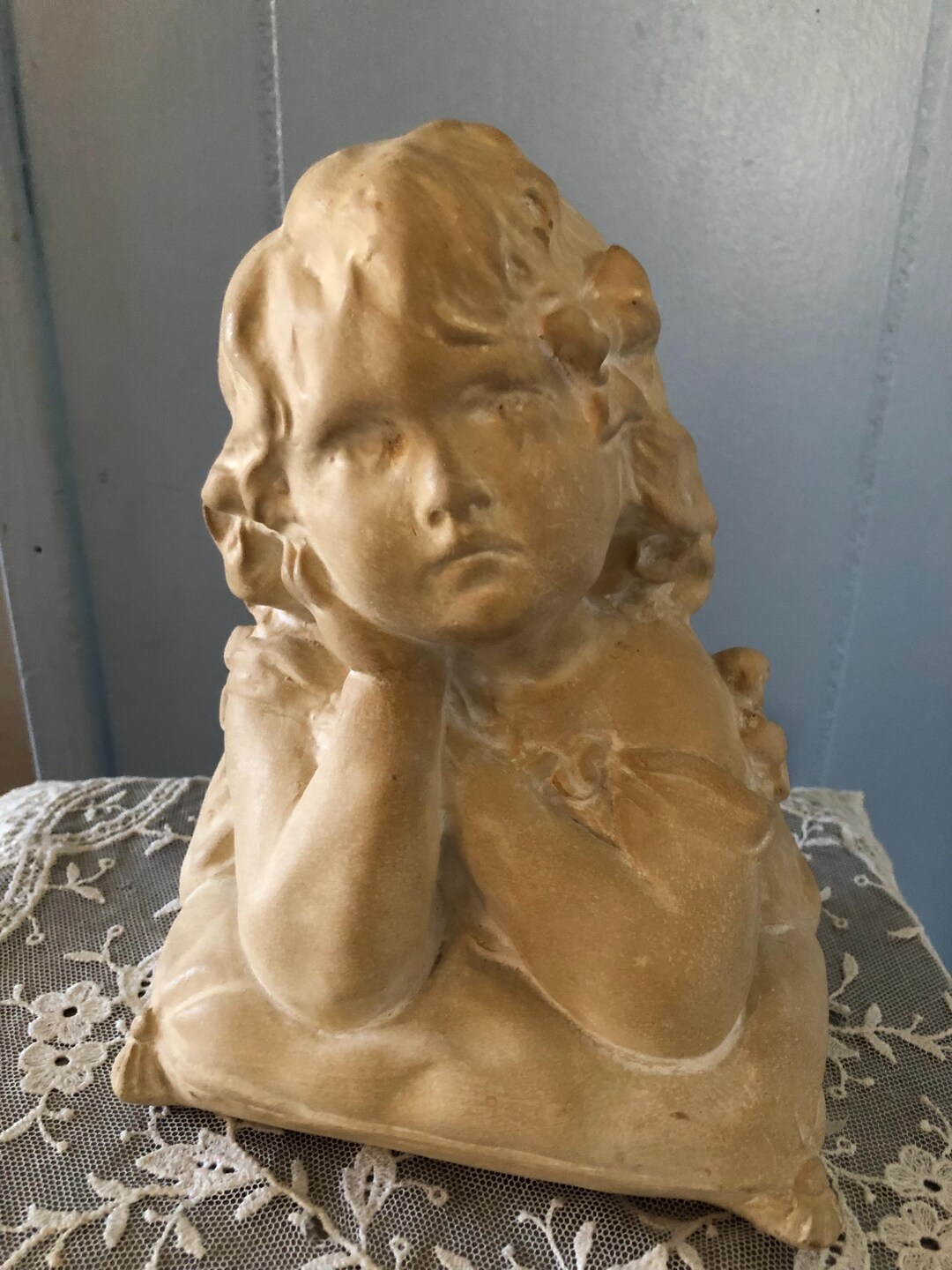 Plaster Girl Thinking Bust, Vintage Girl Bust - Etsy