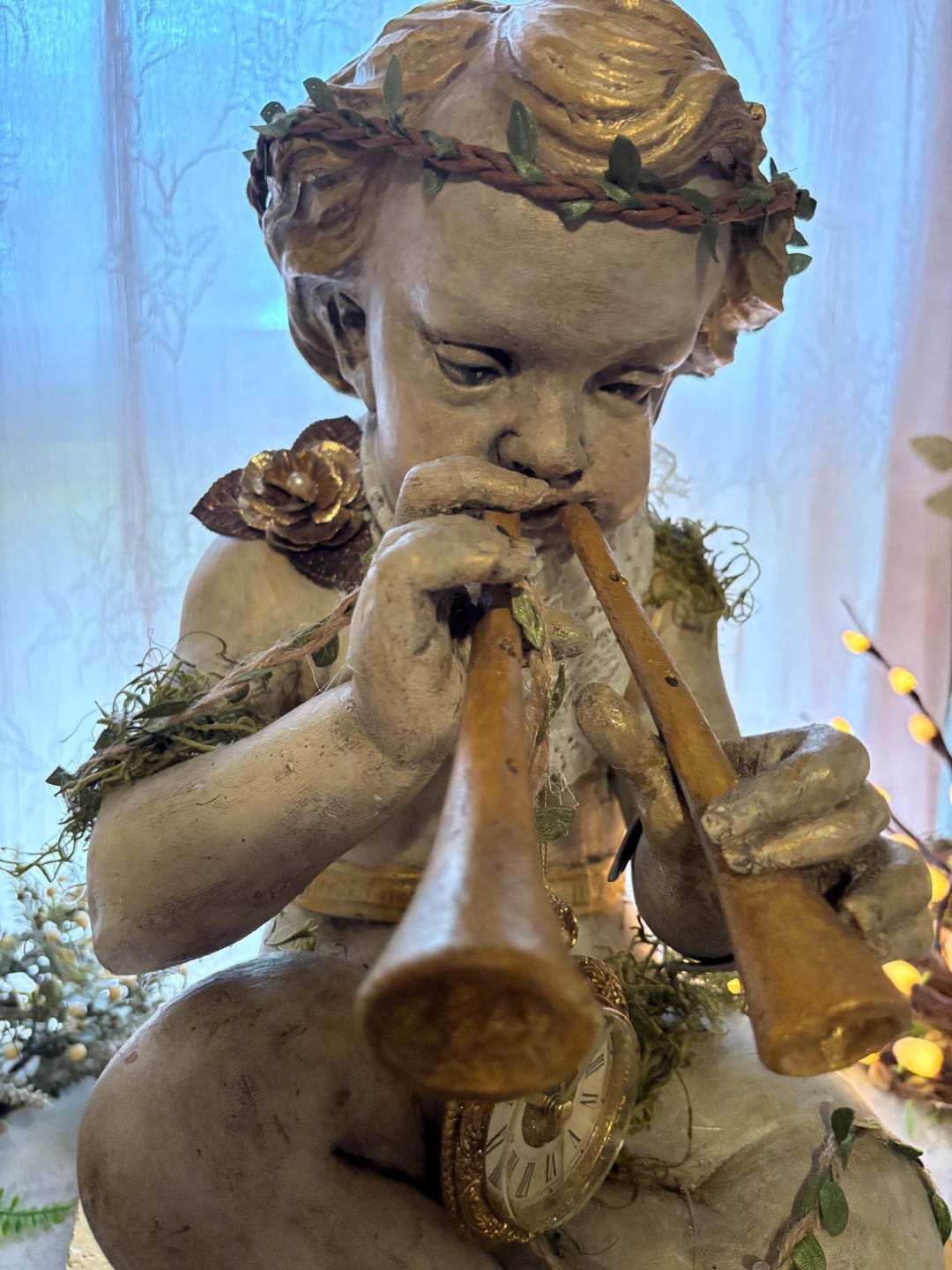 Crowned Cherub, Large Cherub, Vintage Cherub on Base, Unique Cherub - Etsy