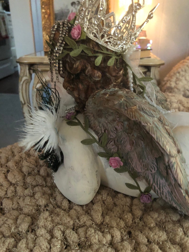 Large Winged Crowned Cherub Laying Cherub Embellished Cherub - Etsy