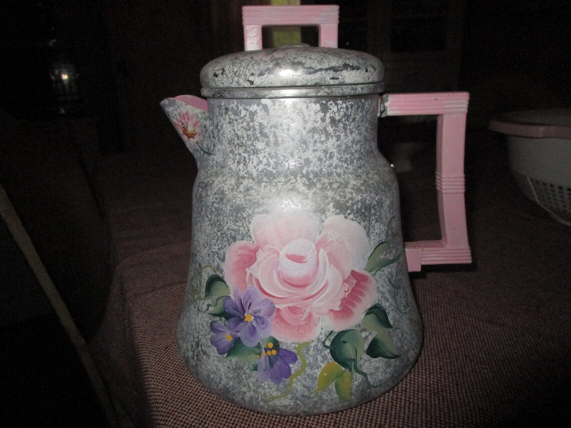 Hand Painted Vintage Coffee Pot Vintage Coffee Pot Rose - Etsy