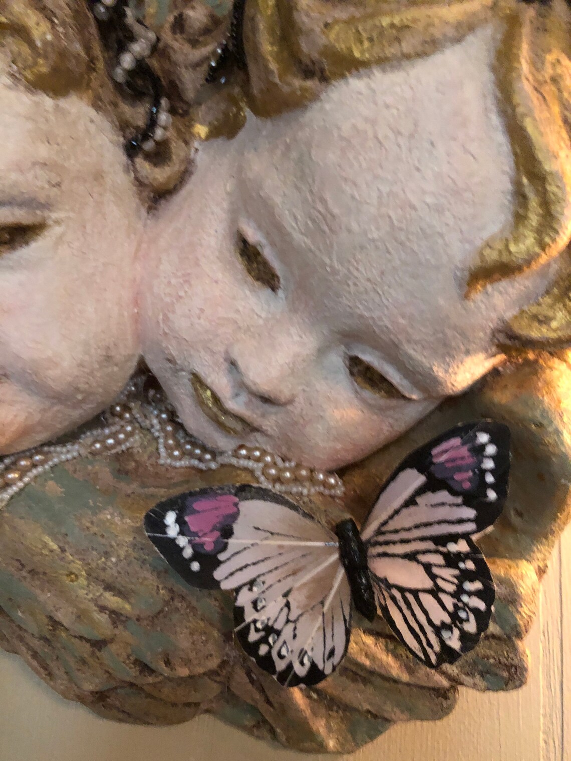 REDUCED Large Vintage Cherub Duo Wall Decor One of a | Etsy