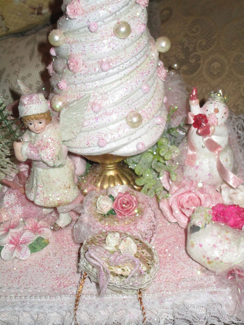 Sale....shabby Chic Christmas Vignette Pink Christmas Decor | Etsy