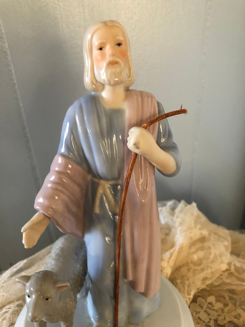 Lladro Style Jesus With Lamb Music Box Vintage Music Box - Etsy
