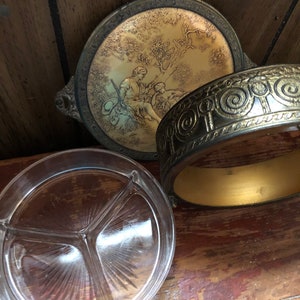 Antique RARE Trinket Box, Victorian Ormolu Trinket Box, Glass Insert ...