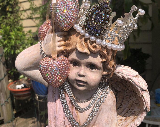Crowned Flying Angel, Collectible Angel, One of a Kind Angel, Winged ...